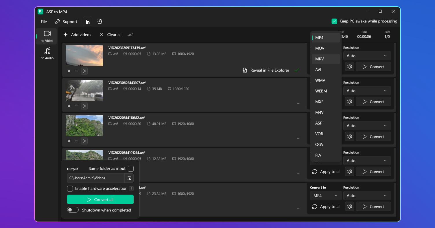 ASF to MP4 - ASF to MP3