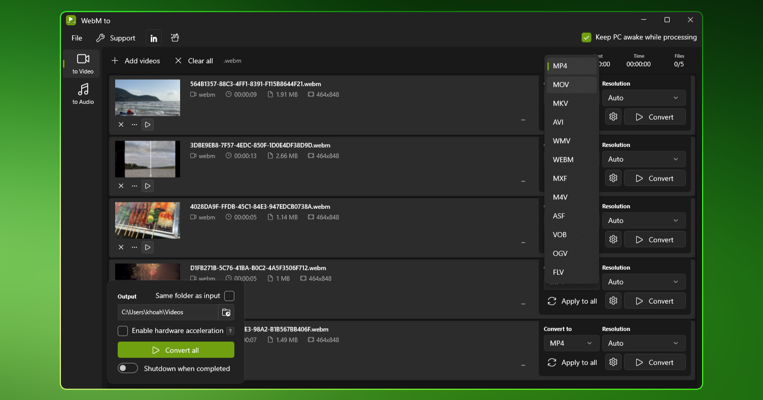 WEBM to - WEBM to MP4 - WEBM to MP3