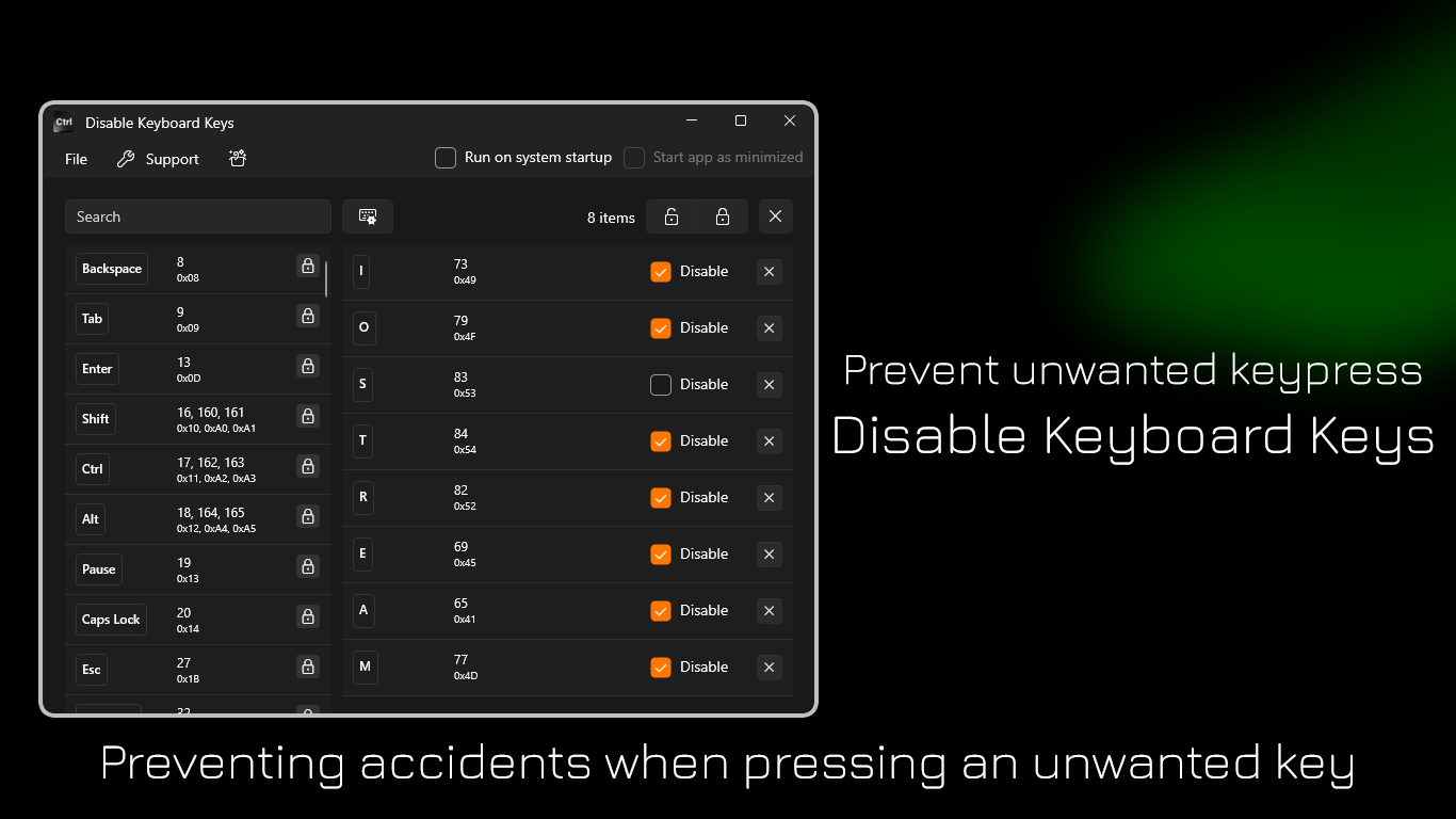 Disable Keyboard Keys